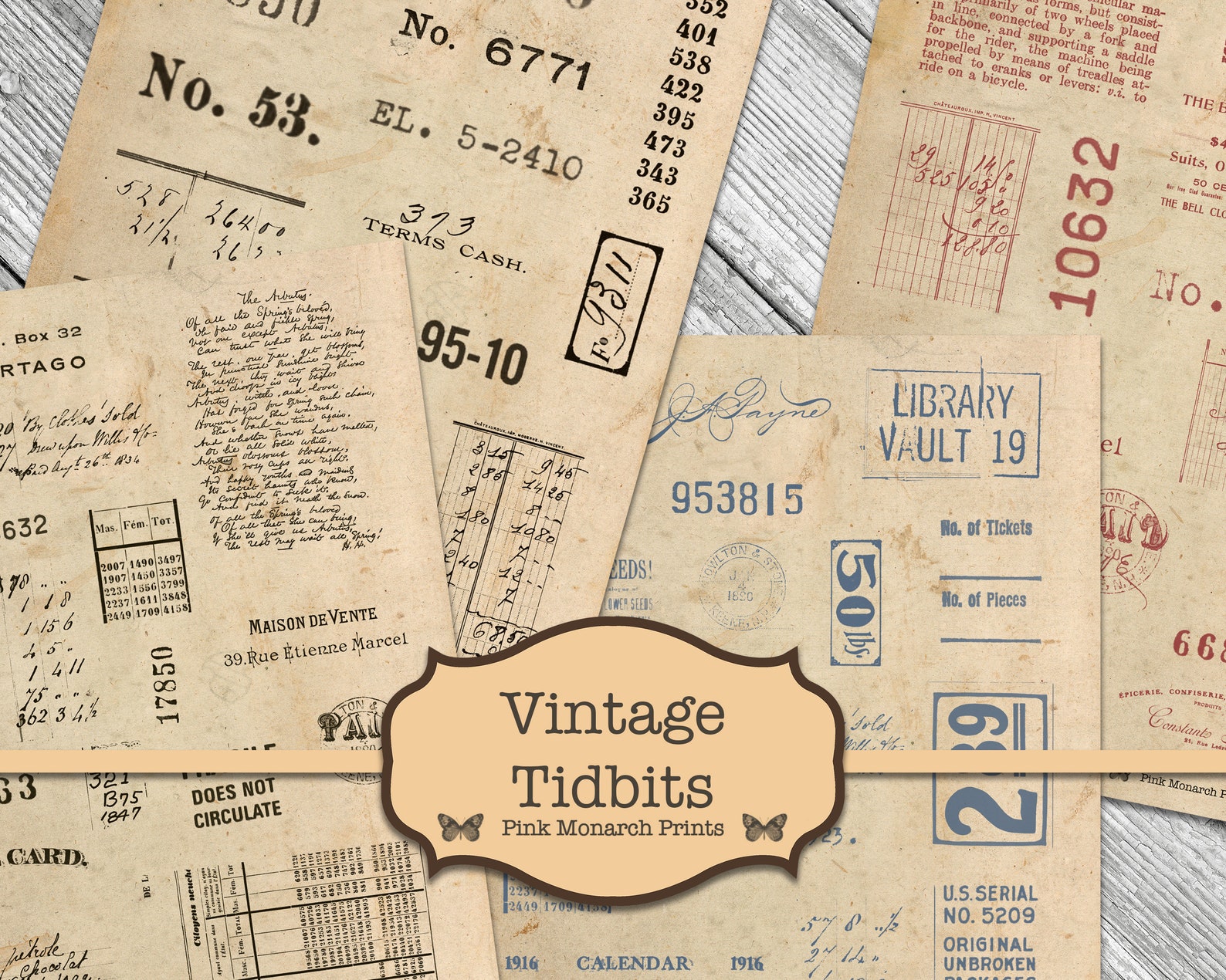 Vintage Tidbits, Junk Journal Kit, Junk Journaling Digitals, Collage ...