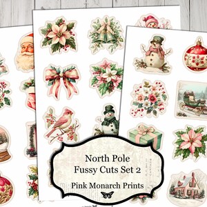 North Pole Fussy Cuts, Vintage Christmas Fussy Cuts, Printable, Digital ...