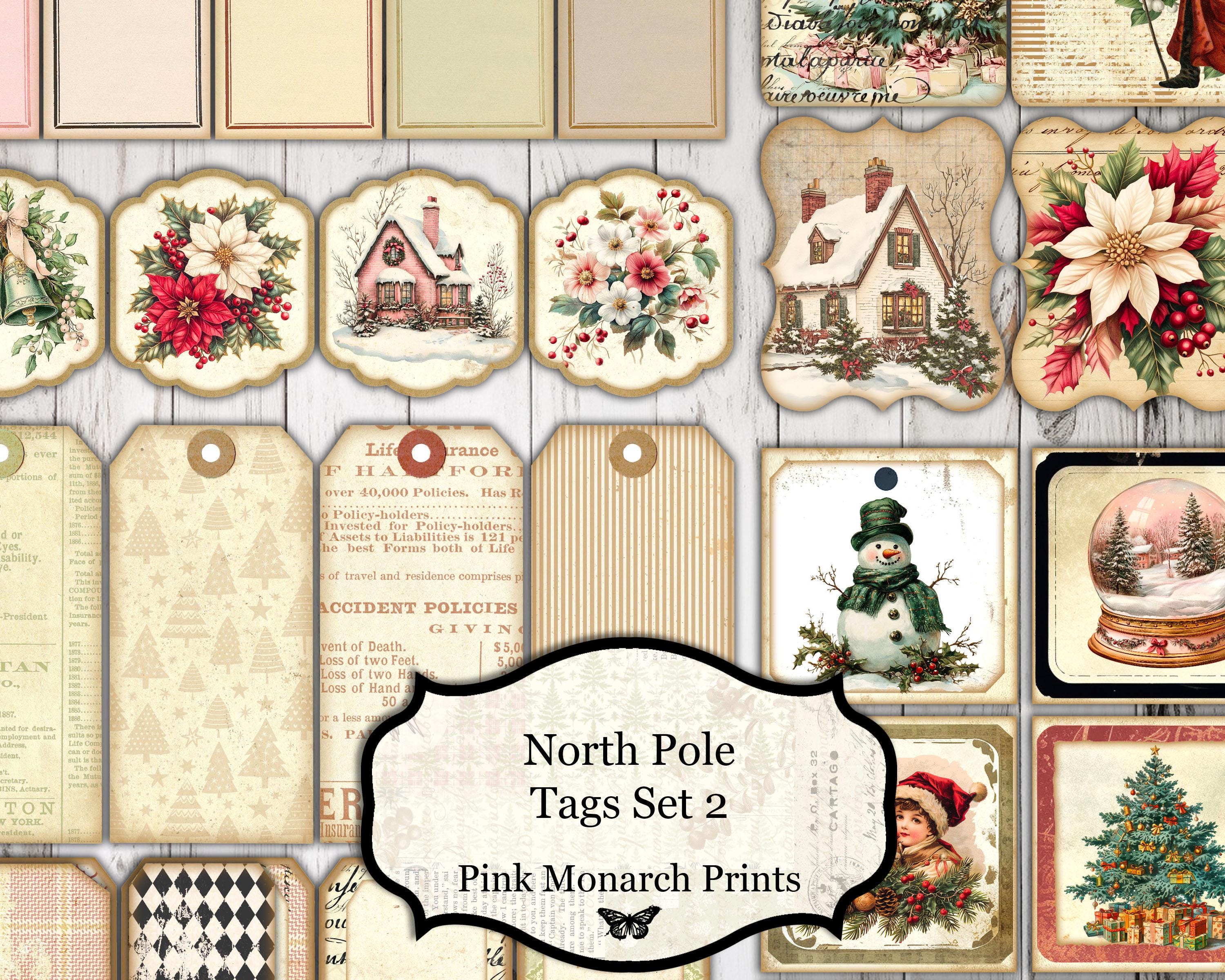 North Pole Tags, Set 2, Tag Varieties, Digital Junk Journal, Christmas ...
