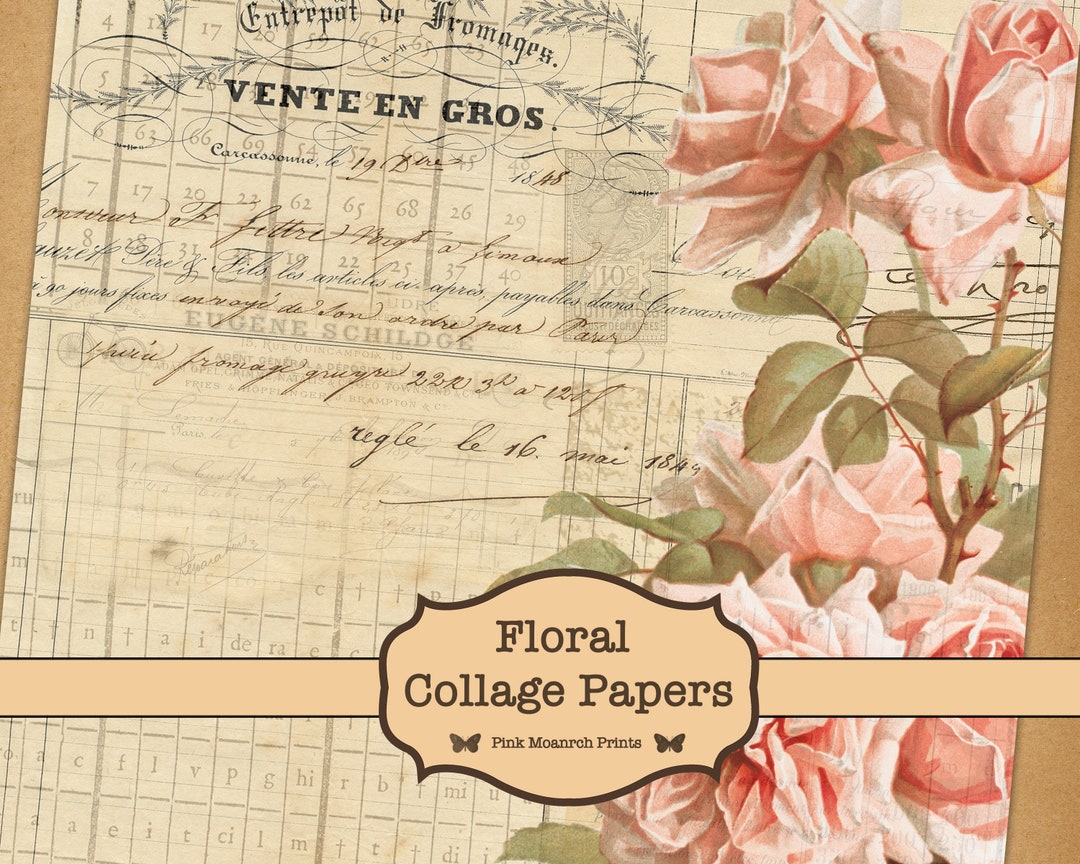 Flower Paper Pack, Junk Journaling Digital, Digital Floral Paper ...