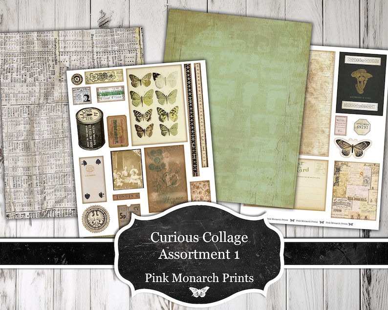 Curious Collage Assortment 1, Printable Collage Set, Digital Junk ...