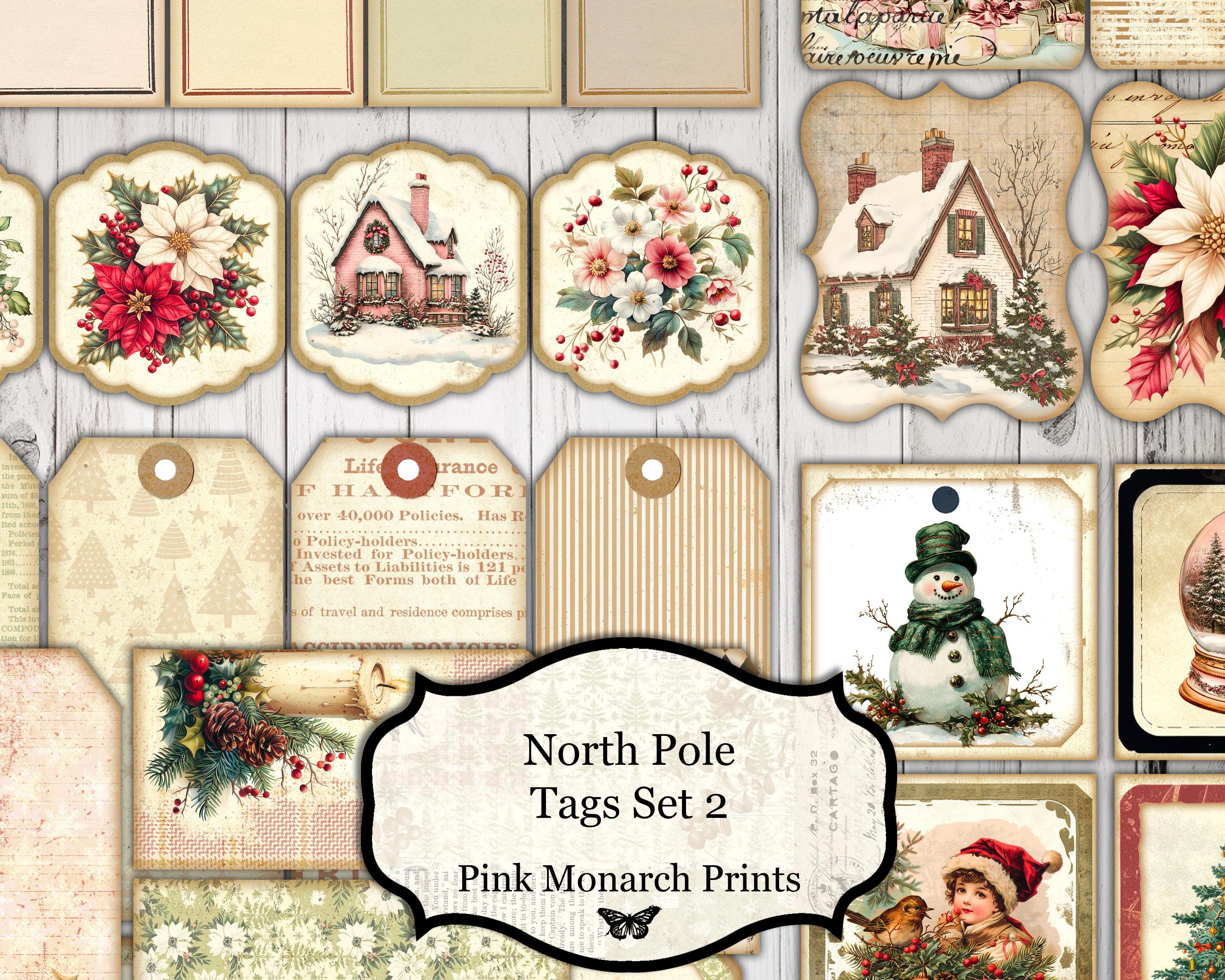 North Pole Tags, Set 2, Tag Varieties, Digital Junk Journal, Christmas ...
