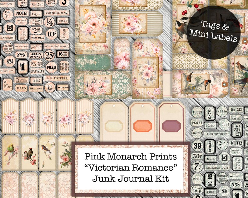 Victorian Romance Junk Journal Kit: 50 Pages, Large Printable ...