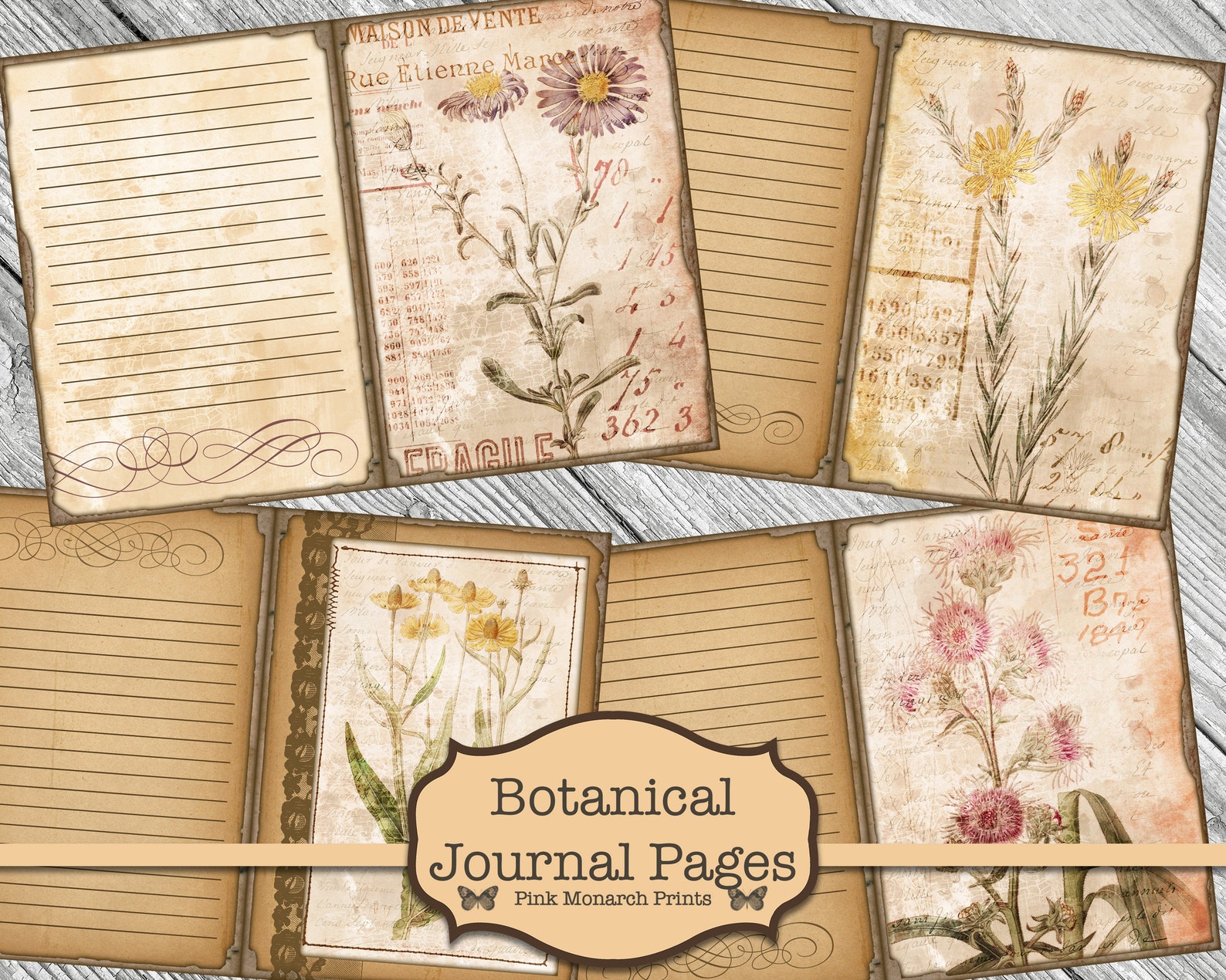 Botanical Double Pages, Junk Journal Kit, Junk Journaling Digitals ...