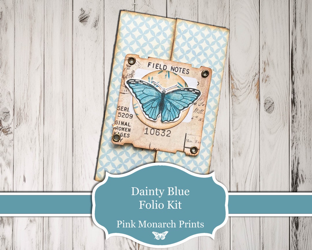 Dainty Blue Folio Kit, Printable, Digital, Blue, Junk Journal Kit, Junk Journaling, Butterfly ...
