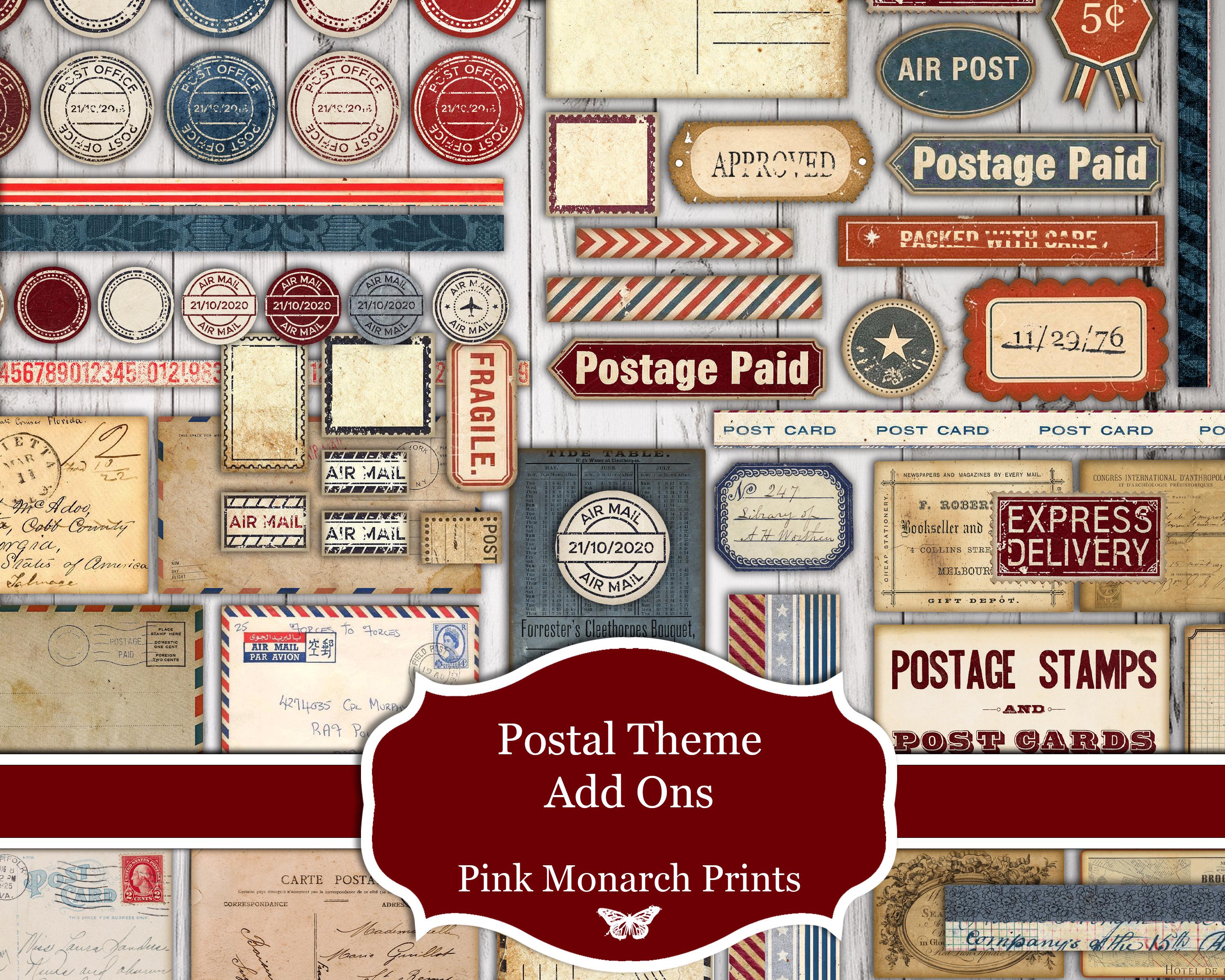 Postal Theme Add Ons, Digital Printable Kit, Mail Junk Journal, Digital ...