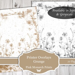 Printer Overlays, Ink Saver, Grungy, Stamp Effect, Junk Journal Paper ...