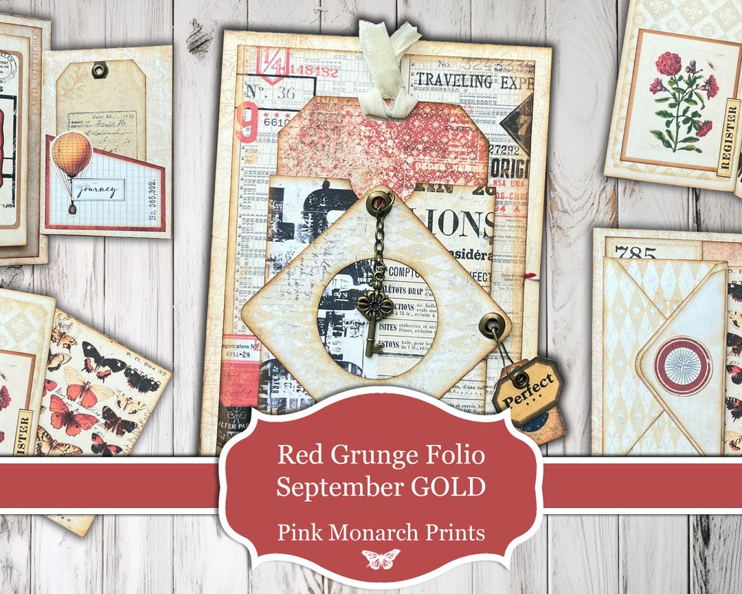 Red Grunge Folio, GOLD Project, September 2024, Folio, Junk Journal ...