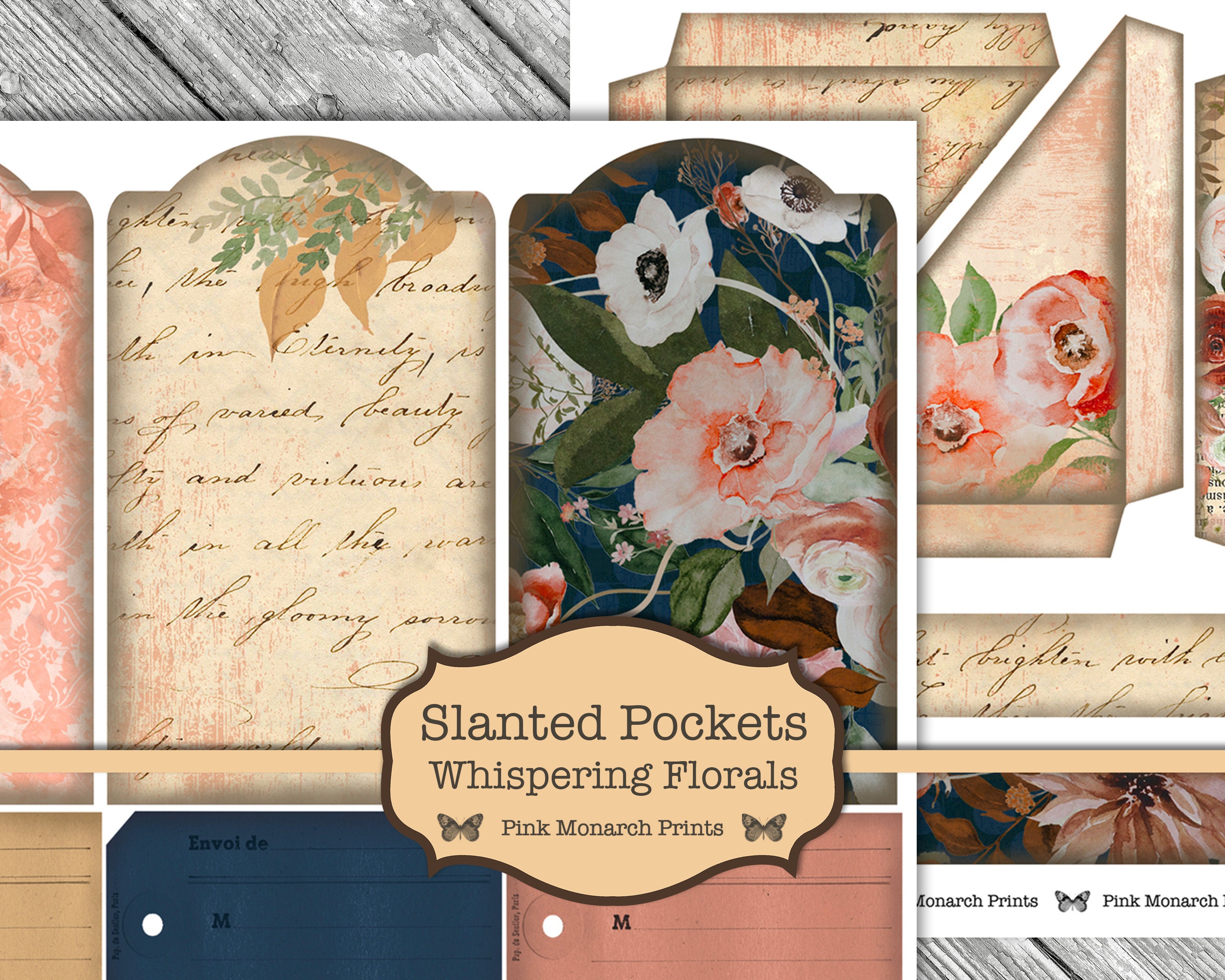 Slanted Pockets Pocket Tags Junk Journal Supplies Junk - Etsy