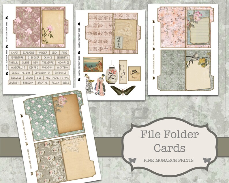 Printable File Folder Mini File Folders Asian Junk Journal - Etsy Australia