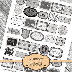 Number Tokens, Junk Journaling Labels, Words for Junk Journals, Junk ...