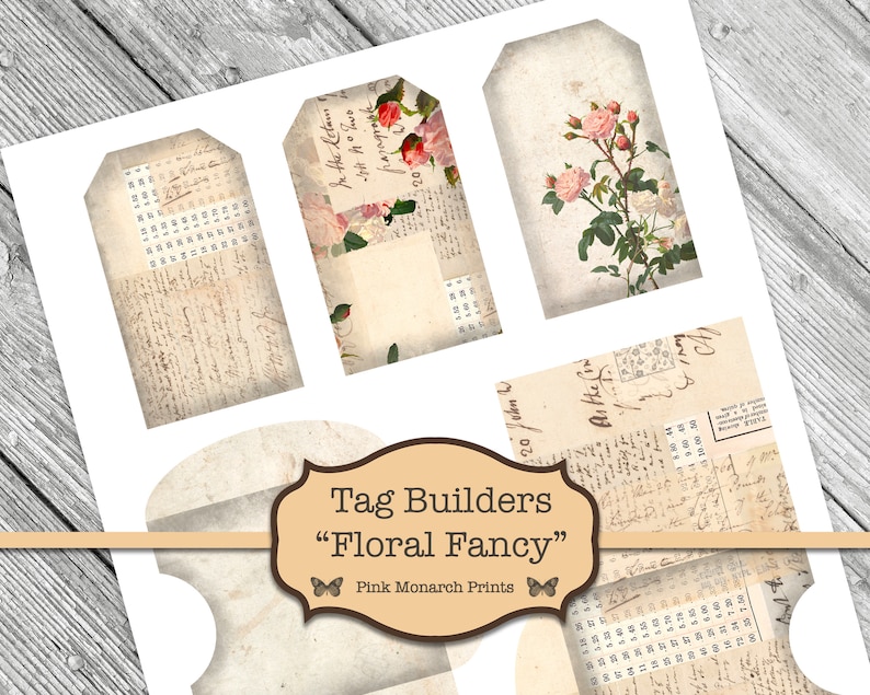 Shabby Chic Tag Builder Floral Paper Junk Journal Kit Junk - Etsy