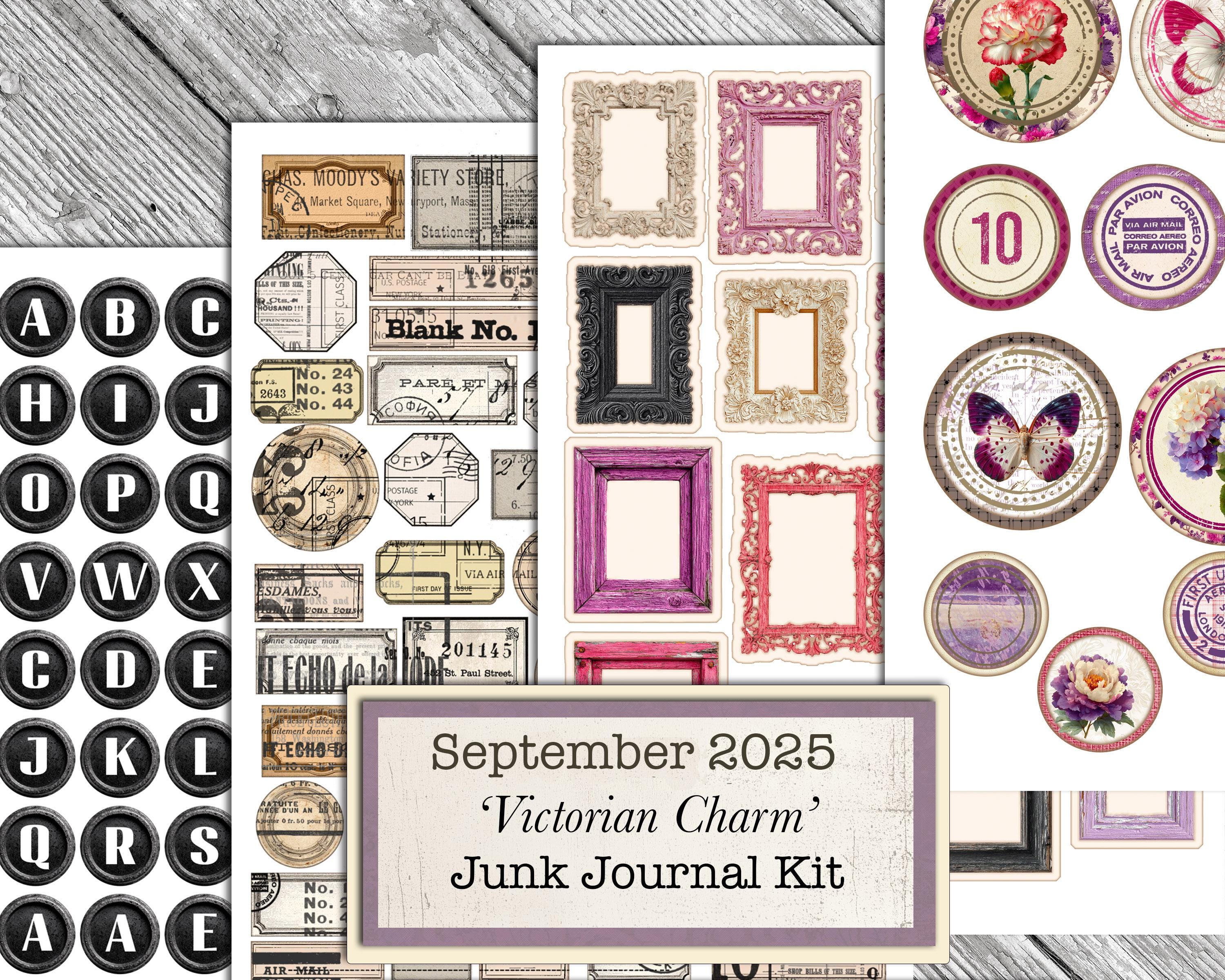Victorian Charm Junk Journal Kit: 52 Pages, Large Printable ...