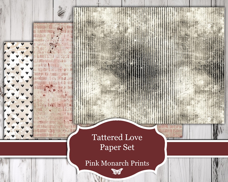 Tattered Love Paper Set, Printable Scrapbooking and Junk Journaling ...