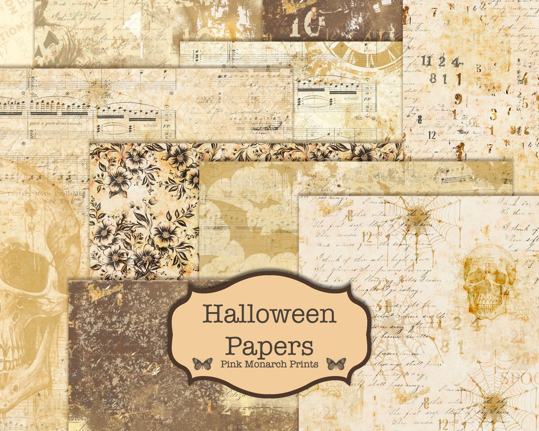 Digital Halloween Papers, Printable Papers, Junk Journal Kit, Junk ...