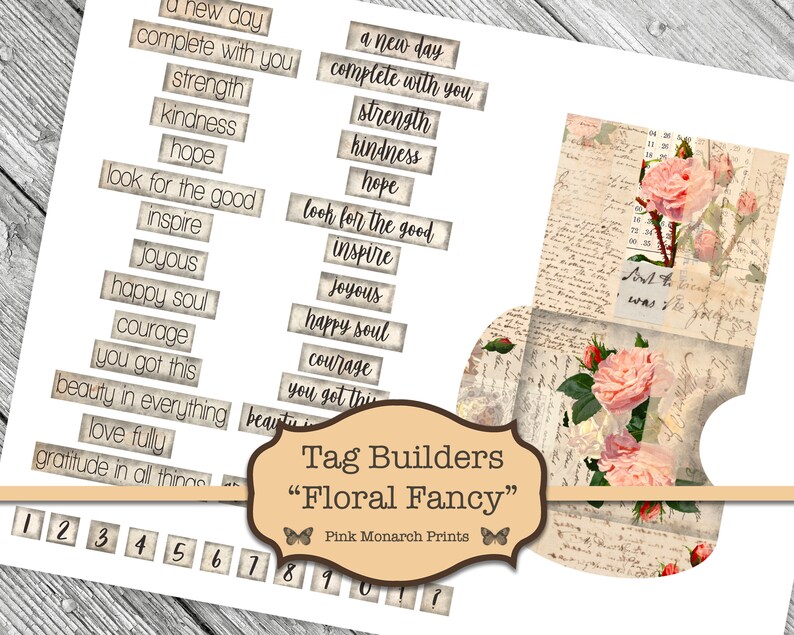 Shabby Chic Tag Builder Floral Paper Junk Journal Kit Junk - Etsy