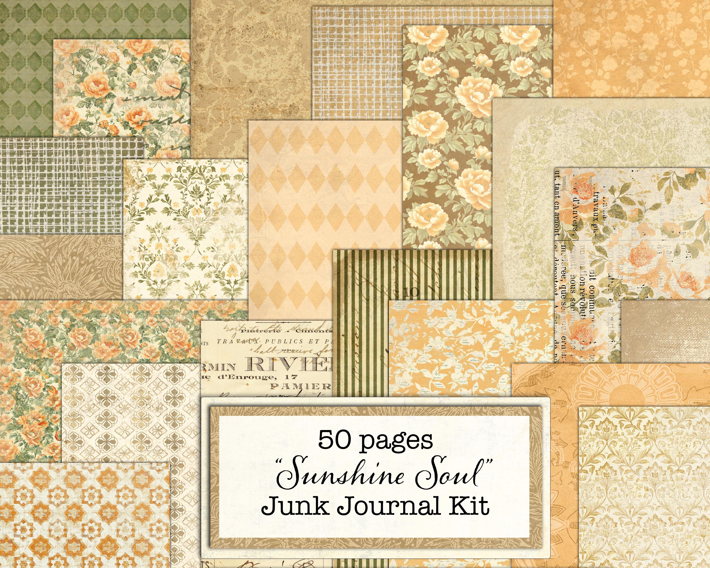 Sunshine Soul Junk Journal Kit: 50 Pages, Large Printable Collection ...