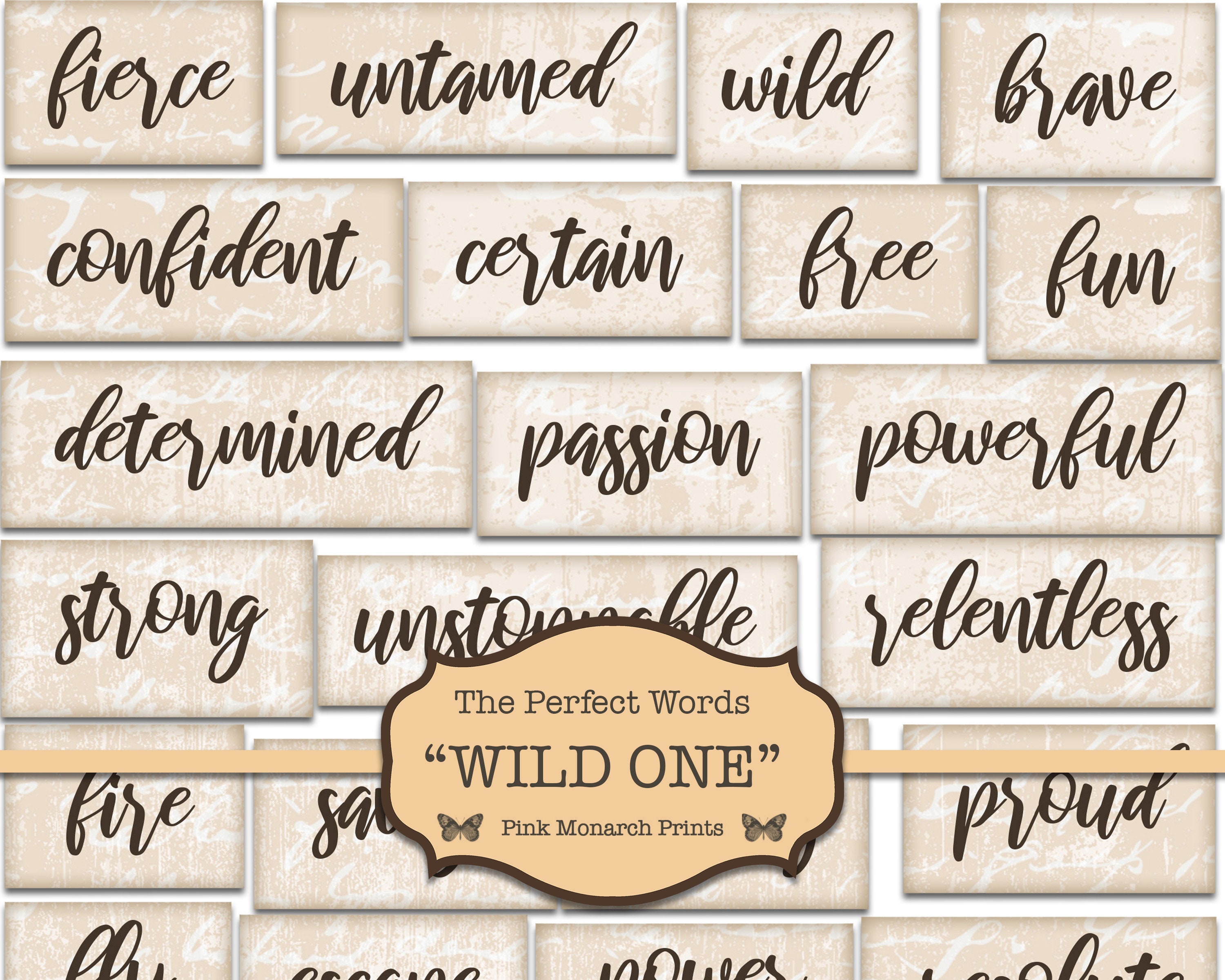 Digital Inspirational Words, Embellishments for Junk Journals, Wild ...