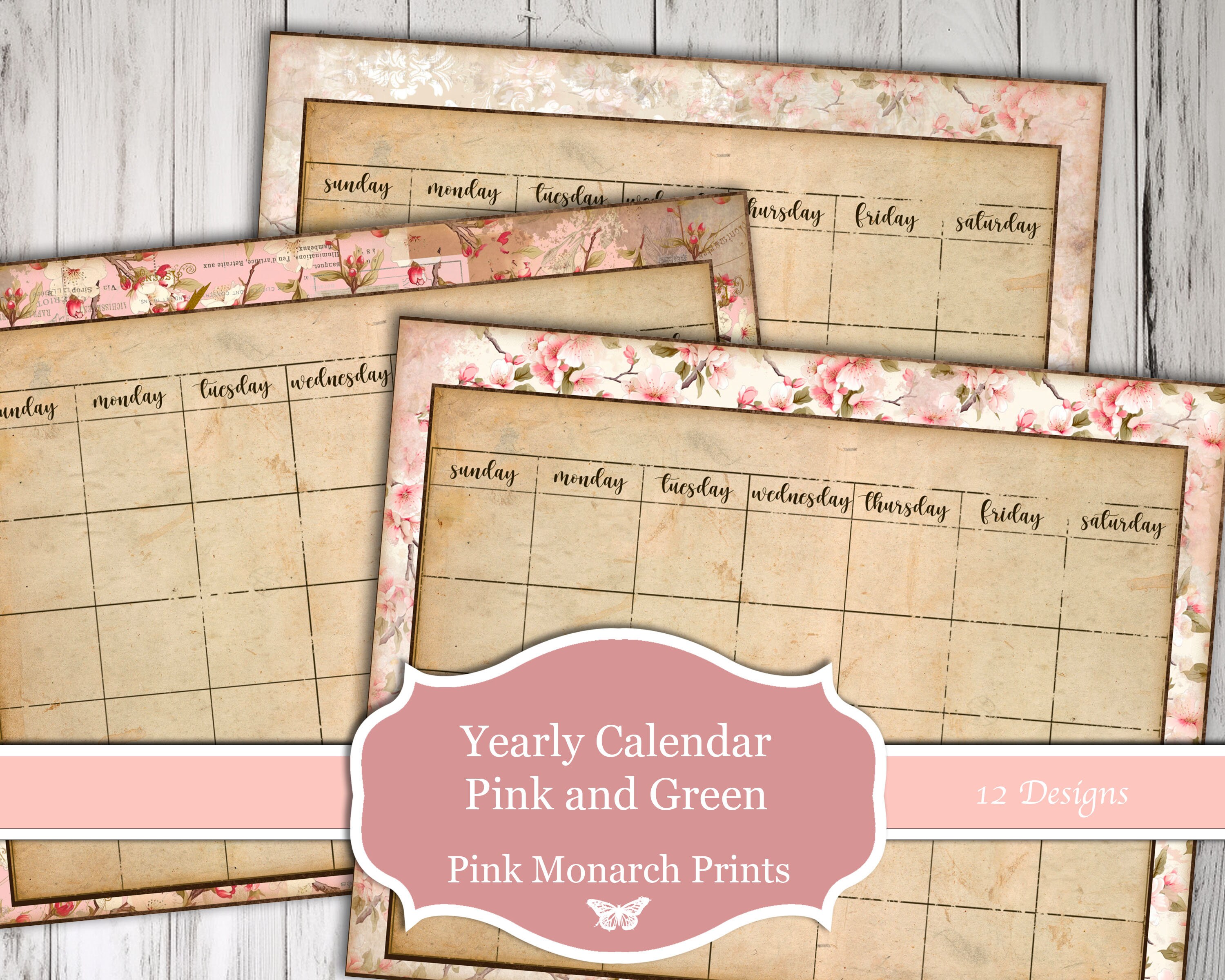 Custom, Junk Journal Calendar, Digital Planner, Junk Journaling Digital ...