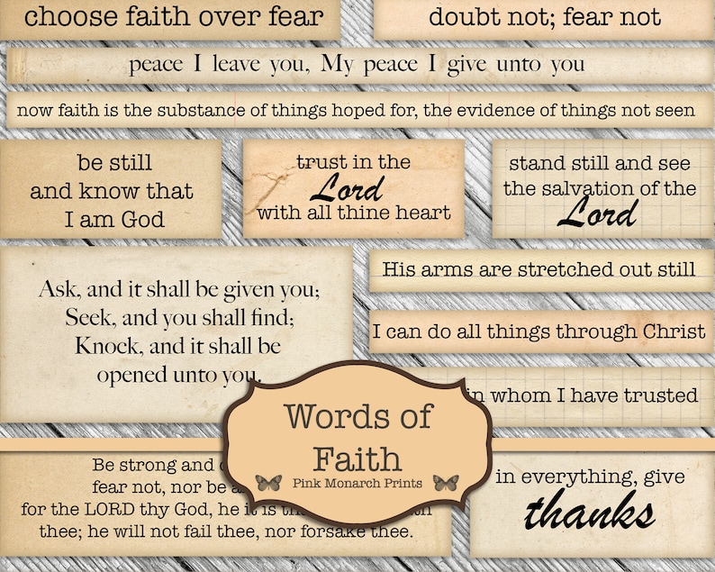 Words of Faith, Digital Words, Embellishments for Junk Journals ...