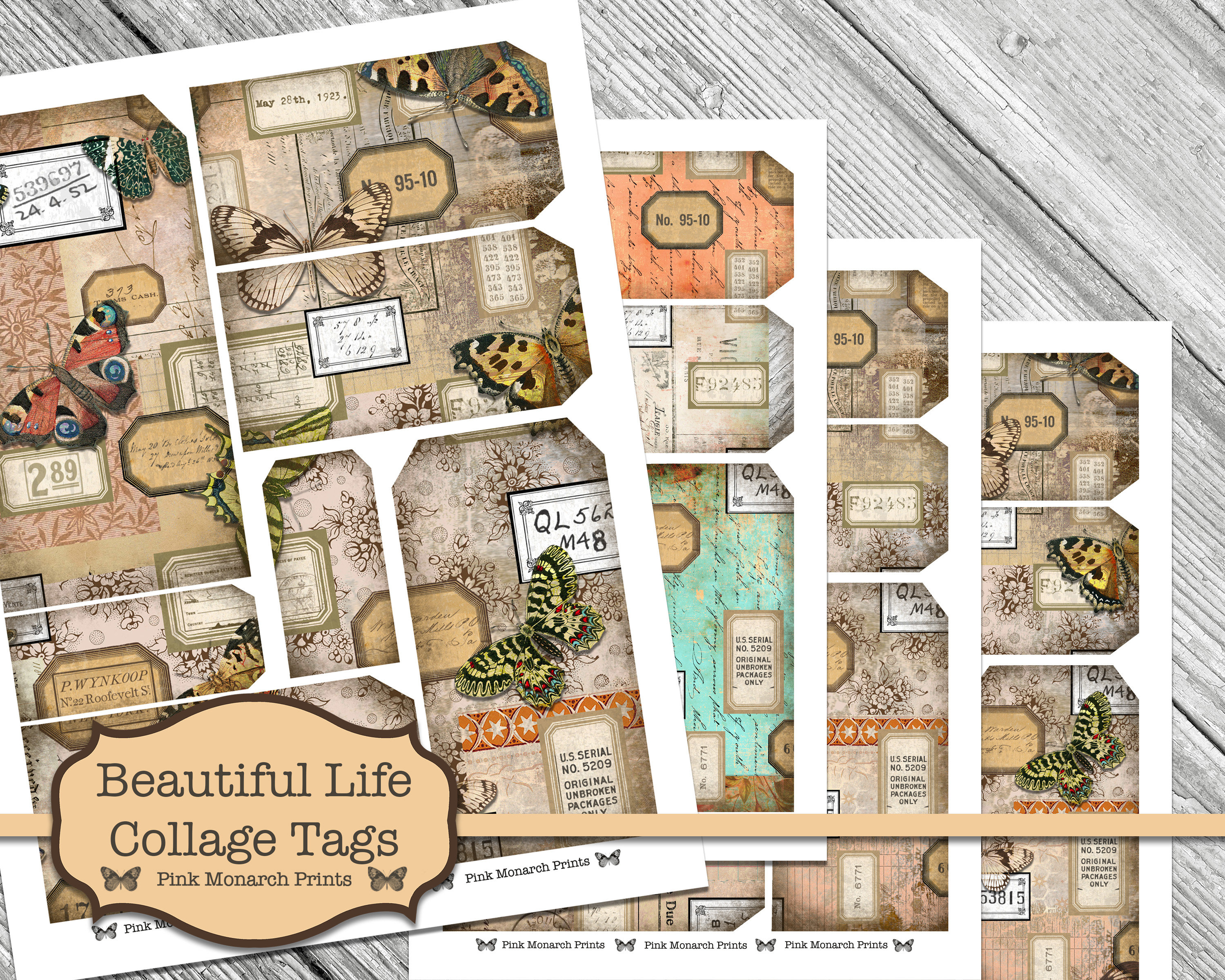 Beautiful Life Collage Tags, Junk Journal Kit, Junk Journaling Digitals ...
