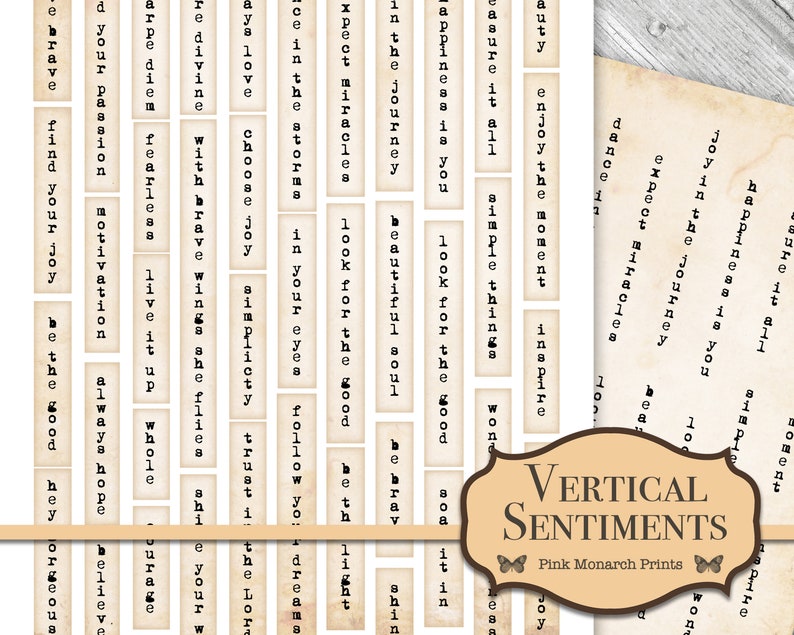 Vertical Sentiments, Digital Inspirational Words, Embellishments for ...