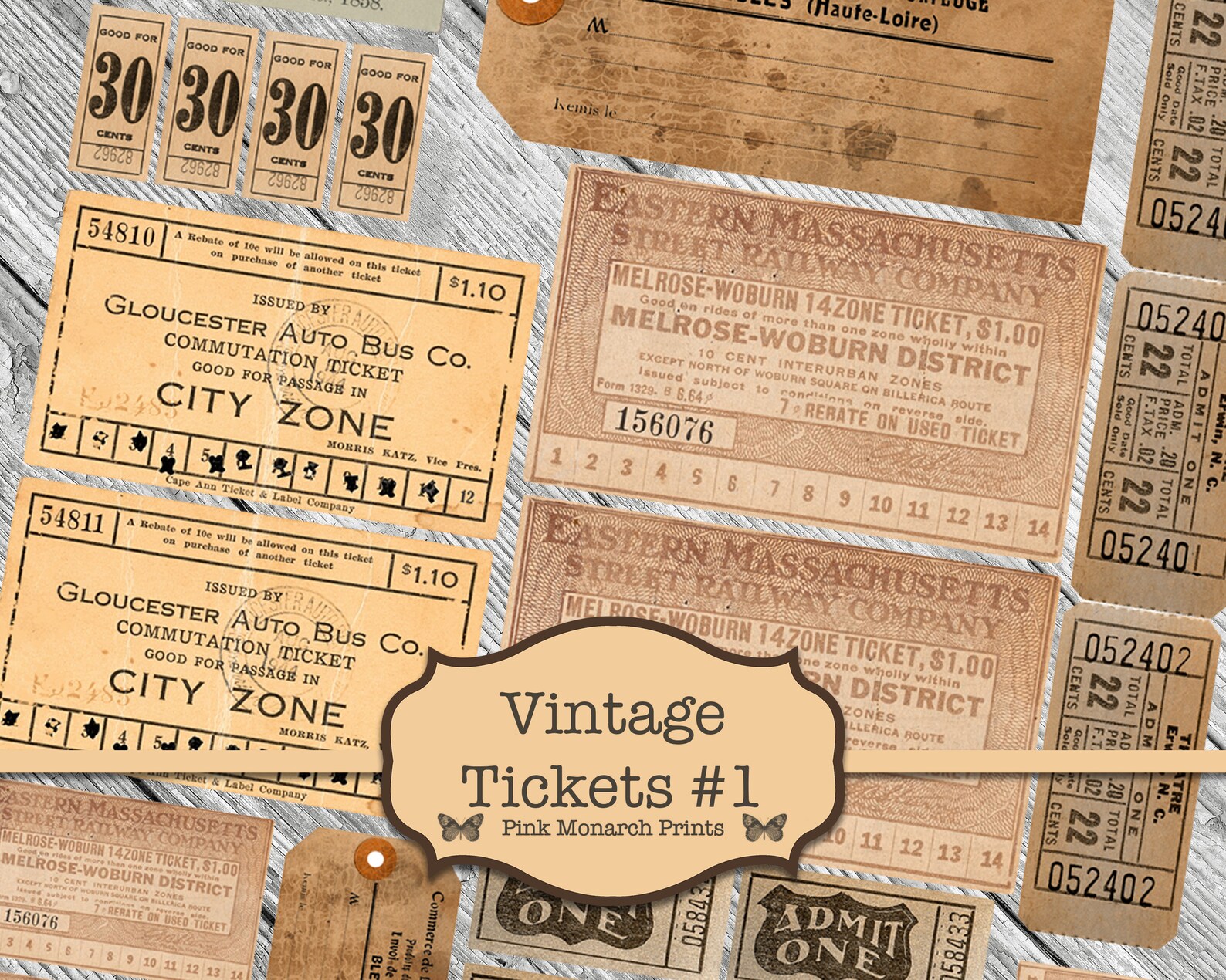 Vintage Tickets, Junk Journal Kit, Junk Journaling Digitals, Collage ...