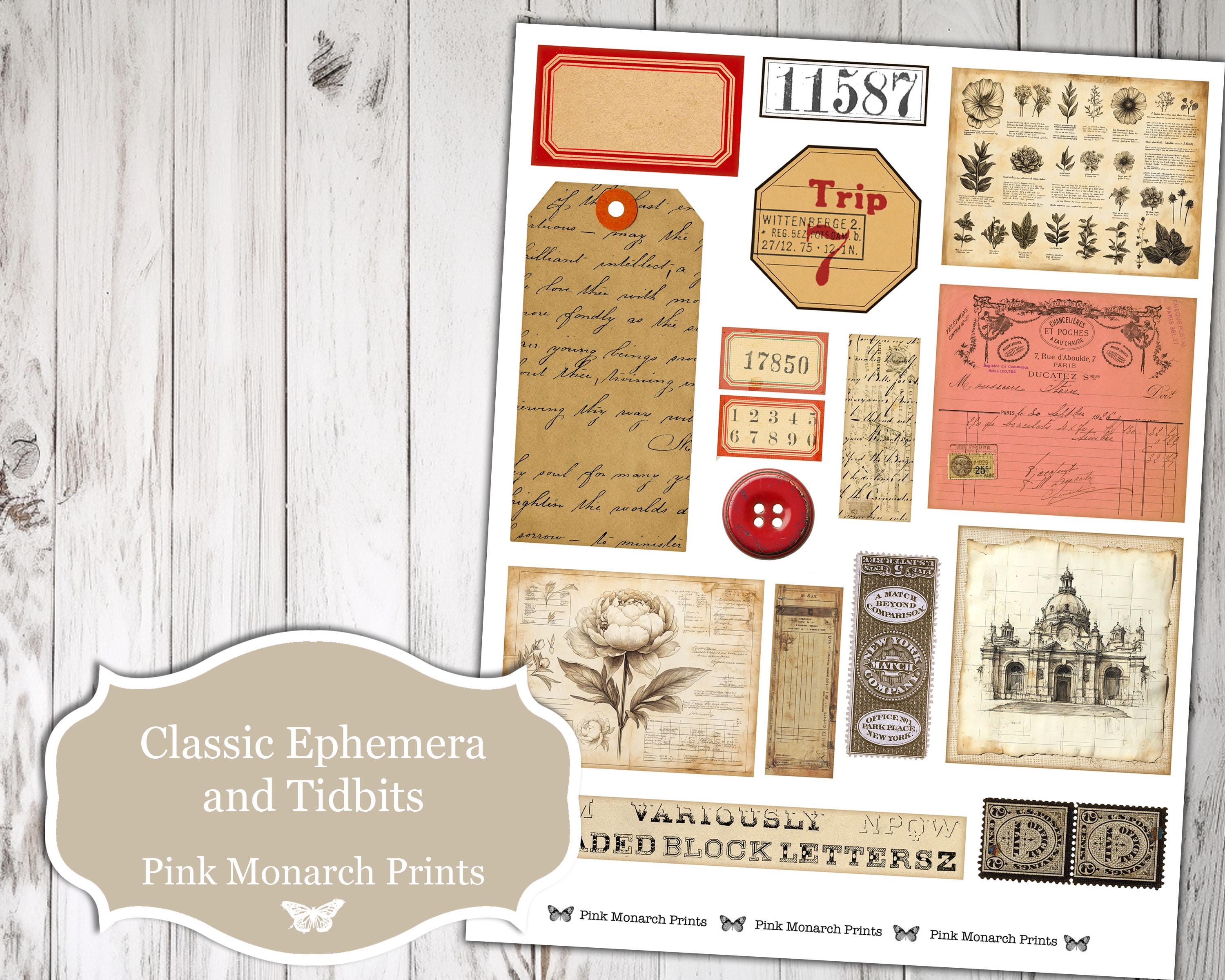 Classic Ephemera and Tidbits, Digital Junk Journal Kit, Red Junk ...