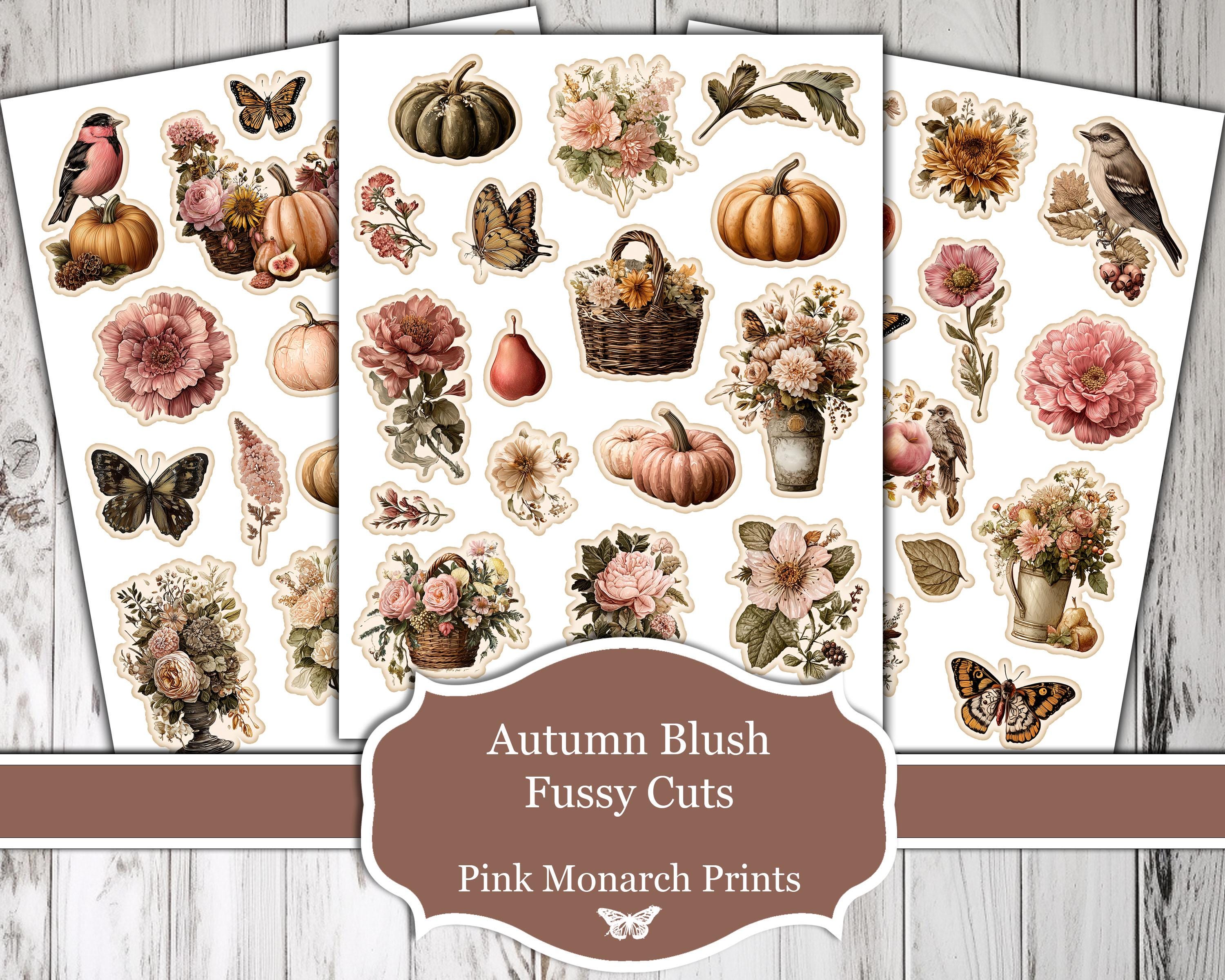 Autumn Blush Fussy Cuts: Floral Junk Journal Kit (digital Download) - Etsy