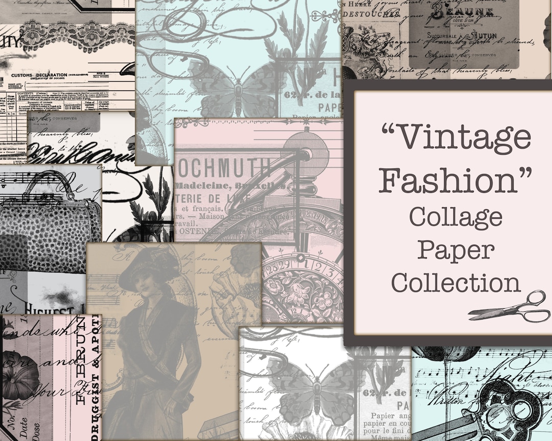 Digital Collage Sheets, Vintage Collage Papers, Sewing Papers, Needle ...