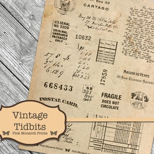 Vintage Tidbits, Junk Journal Kit, Junk Journaling Digitals, Collage ...