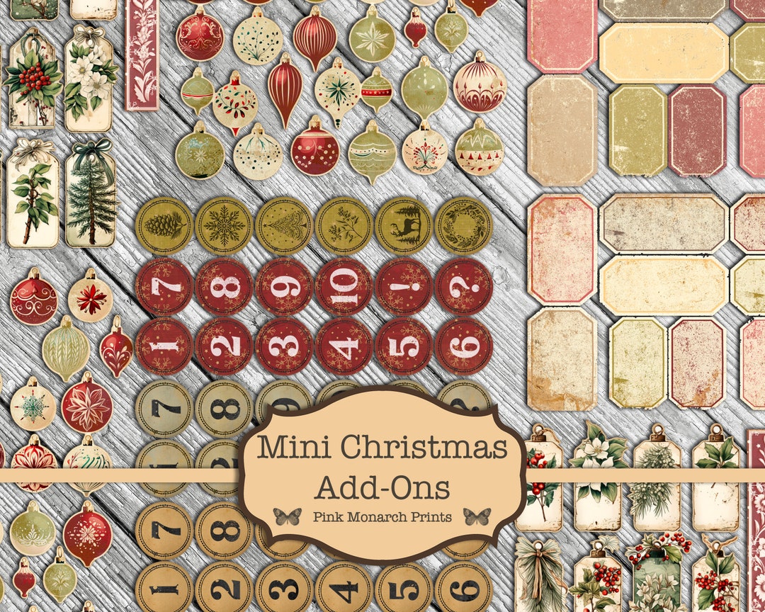 Mini Christmas Add-ons, Junk Journal Kit, Junk Journaling Digitals ...