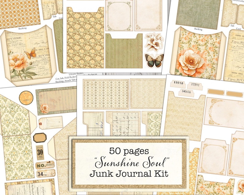 Sunshine Soul Junk Journal Kit: 50 Pages, Large Printable Collection ...