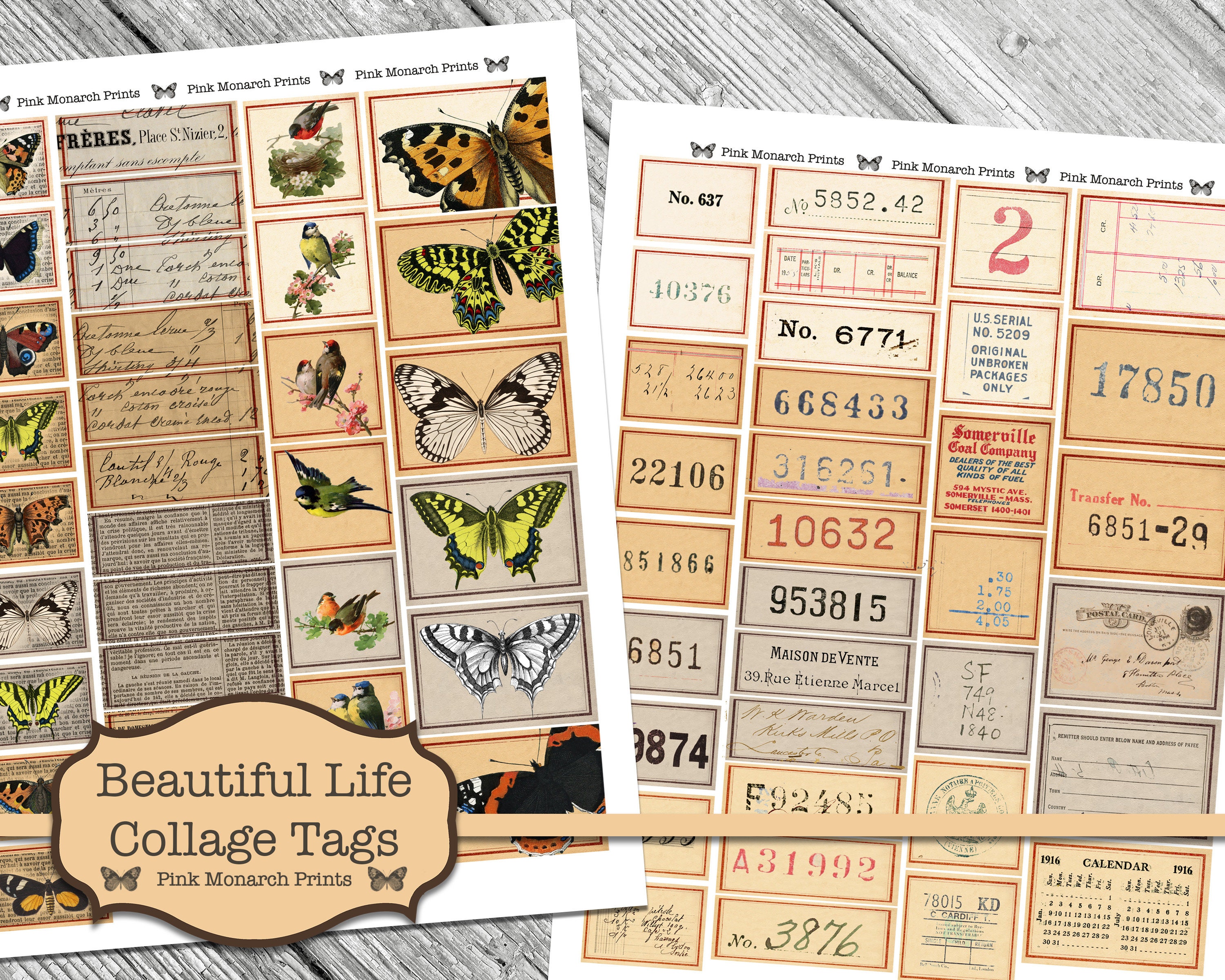 Beautiful Life Collage Tags, Junk Journal Kit, Junk Journaling Digitals ...