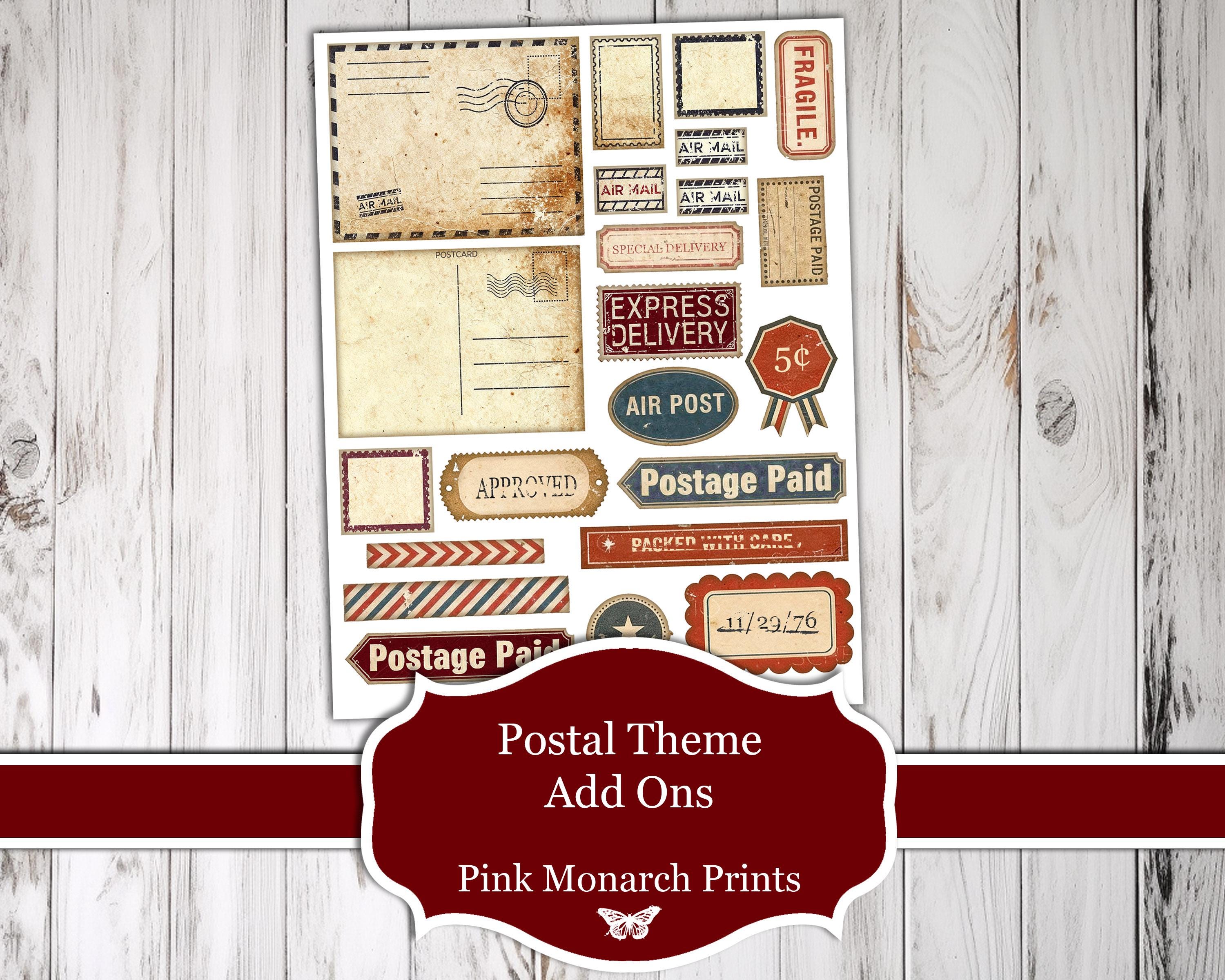 Postal Theme Add Ons, Digital Printable Kit, Mail Junk Journal, Digital ...