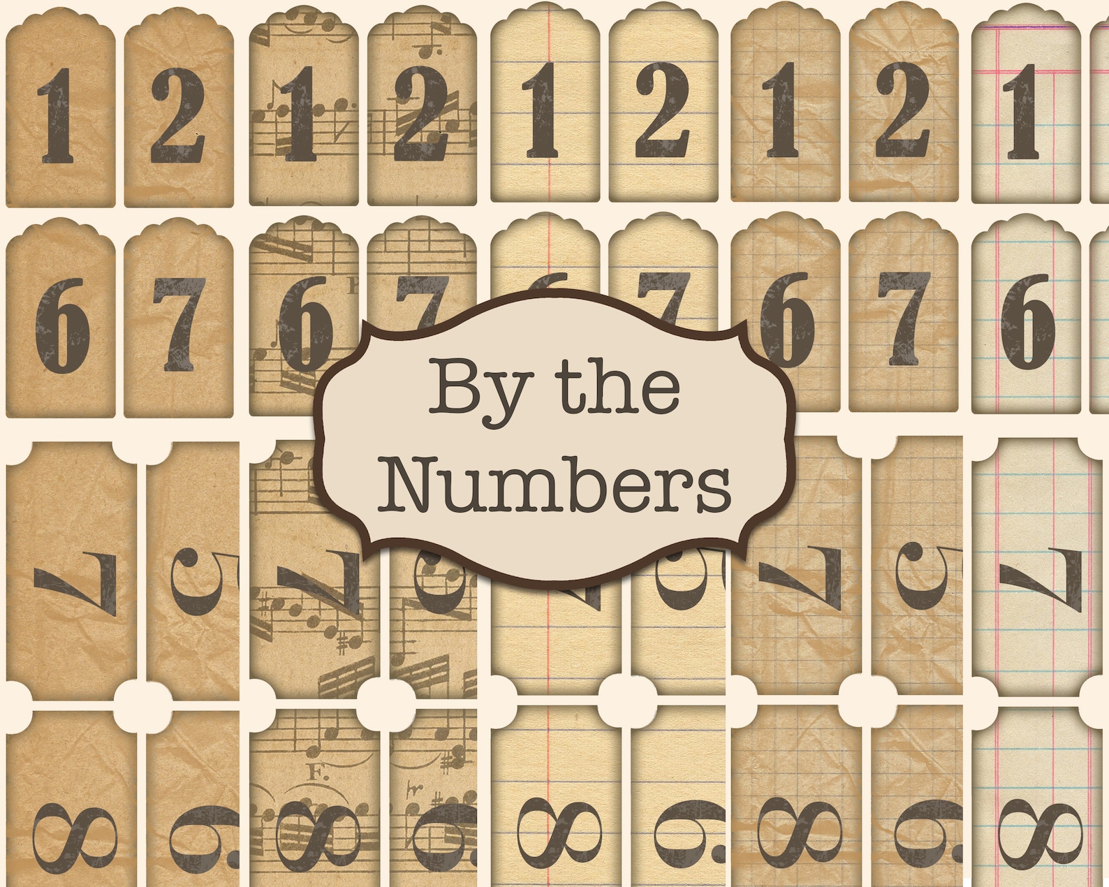 Digital Numbers, Junk Journaling Ephemera, Printable Numbers, Digital ...