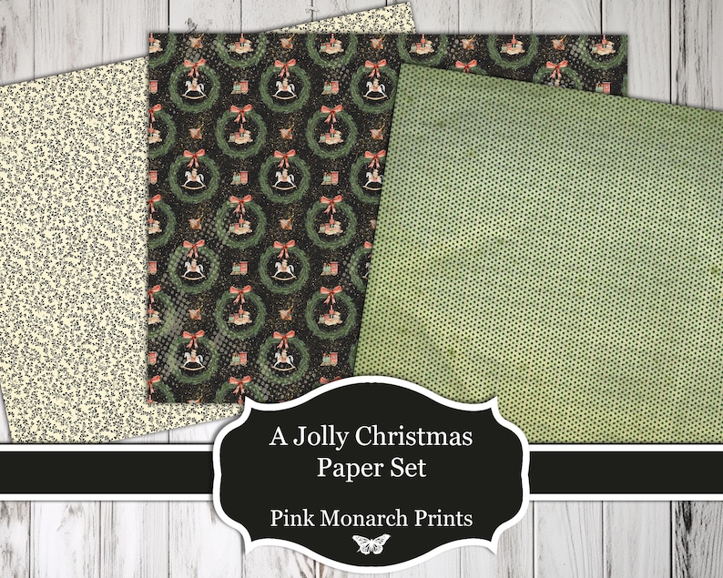 A Jolly Christmas Paper Set, 15, Printable, Digital, Vintage Christmas ...