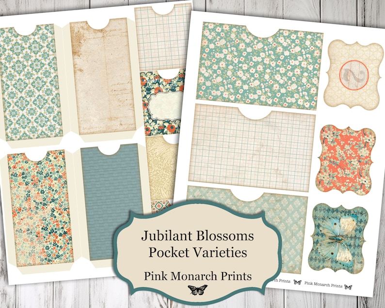 Jubilant Blossoms, Pocket Varieties, Shabby Chic, Junk Journal Kit ...