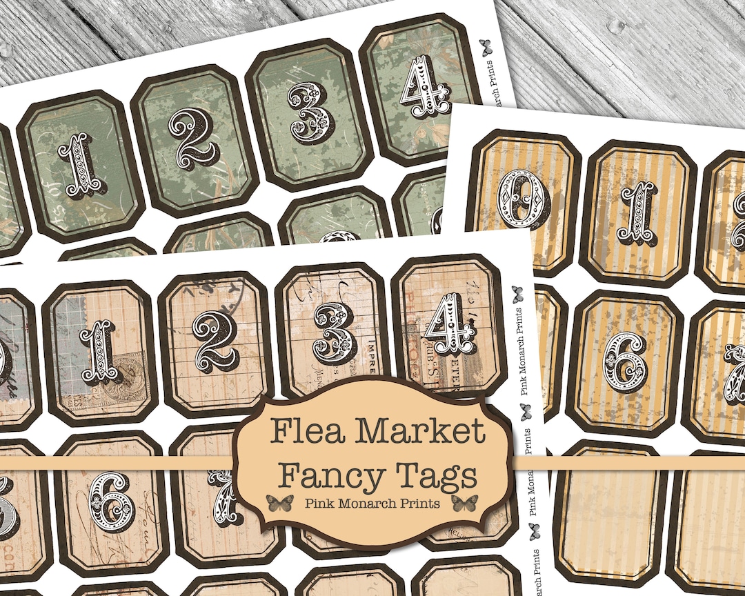 Flea Market Fancy Tags, Vintage Number Tags: Shabby Chic Journal ...