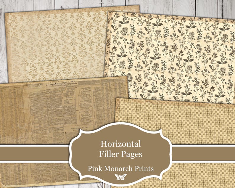 Horizontal Filler Pages, Landscape Papers, Digital Junk Journal ...