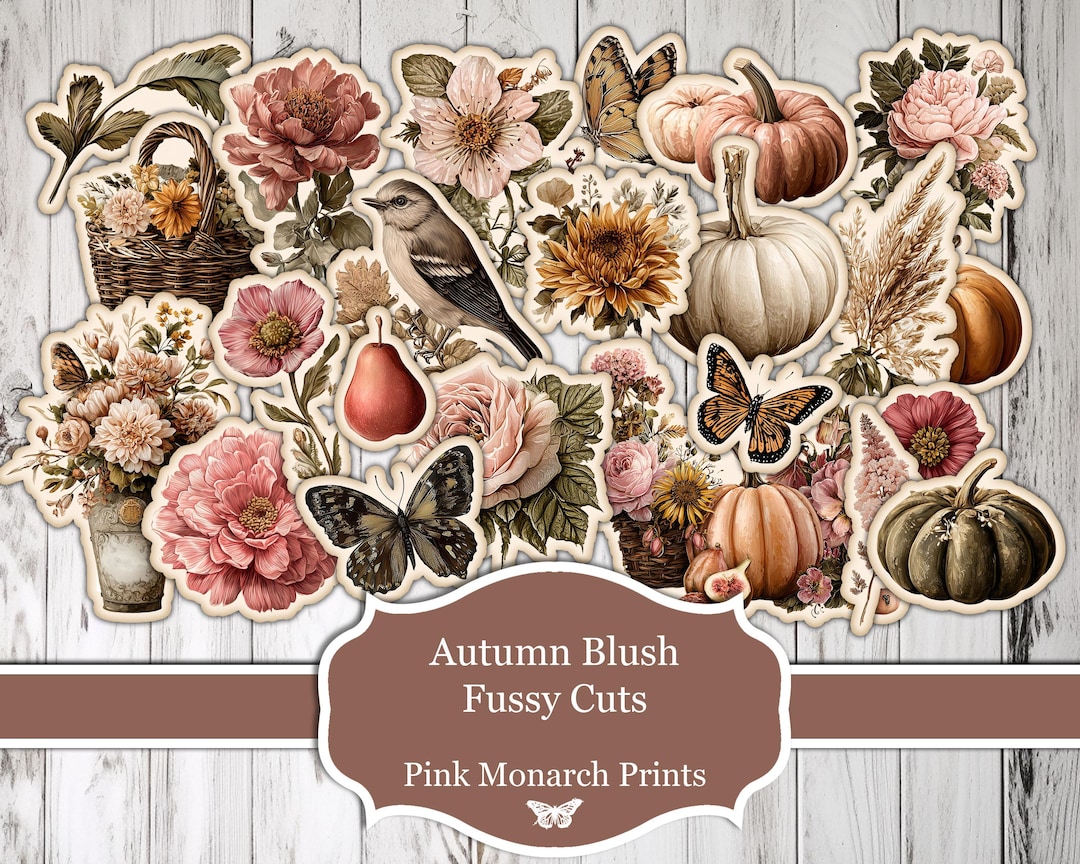 Autumn Blush Fussy Cuts: Floral Junk Journal Kit (digital Download) - Etsy