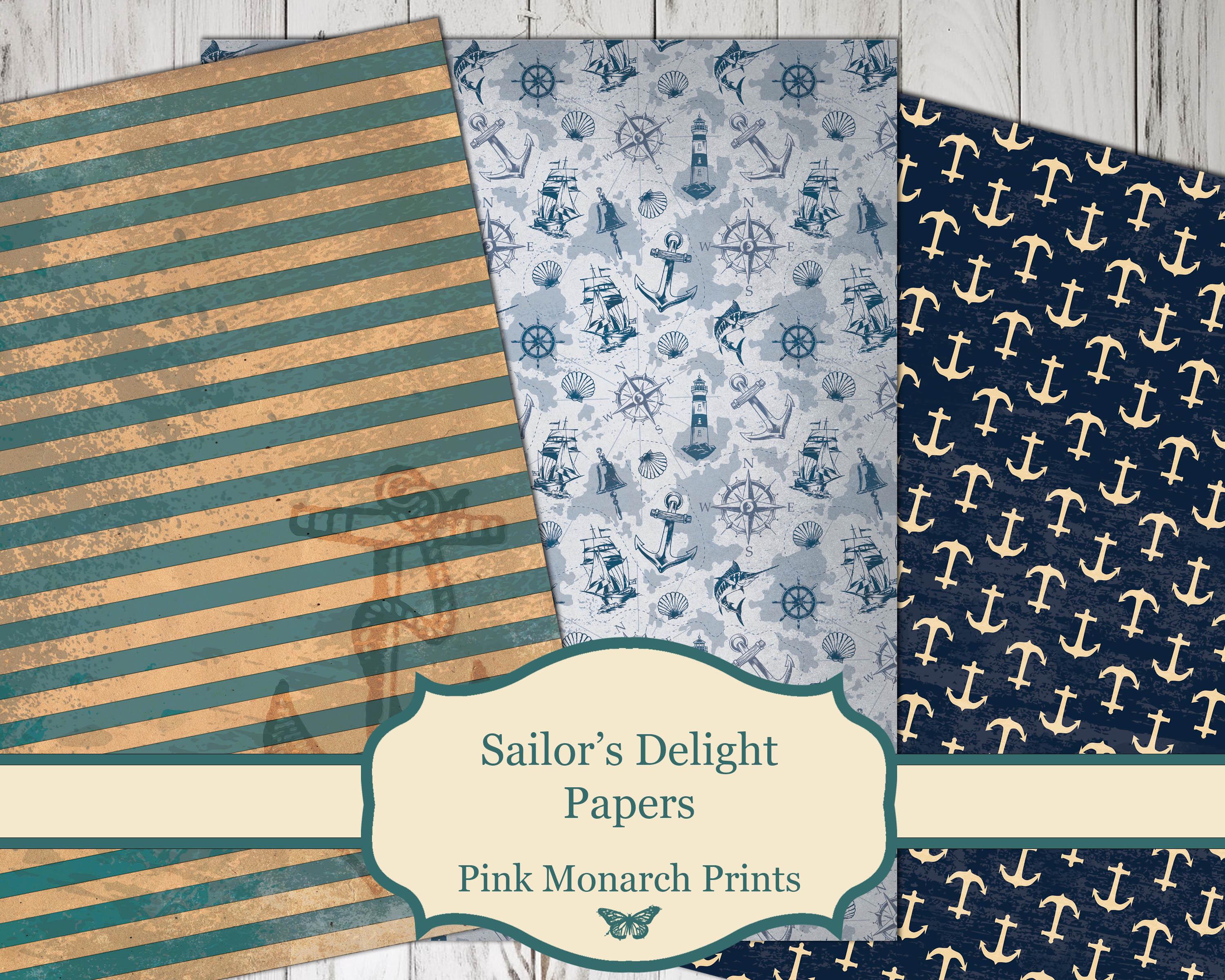 Sailors Delight Papers, Beach, Ocean, Printable Papers, Digital Junk ...
