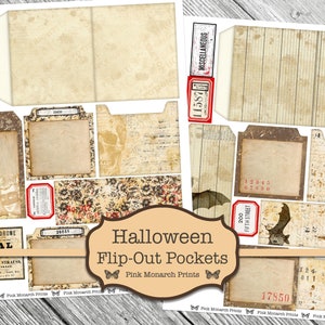 Halloween Flip-out Pockets, Junk Journal Supplies, Vintage Ephemera ...