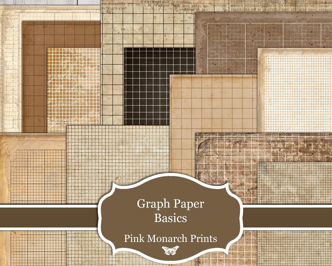 Graph Paper Basics, Neutral, Digital, Junk Journal Kit, Junk Journal ...