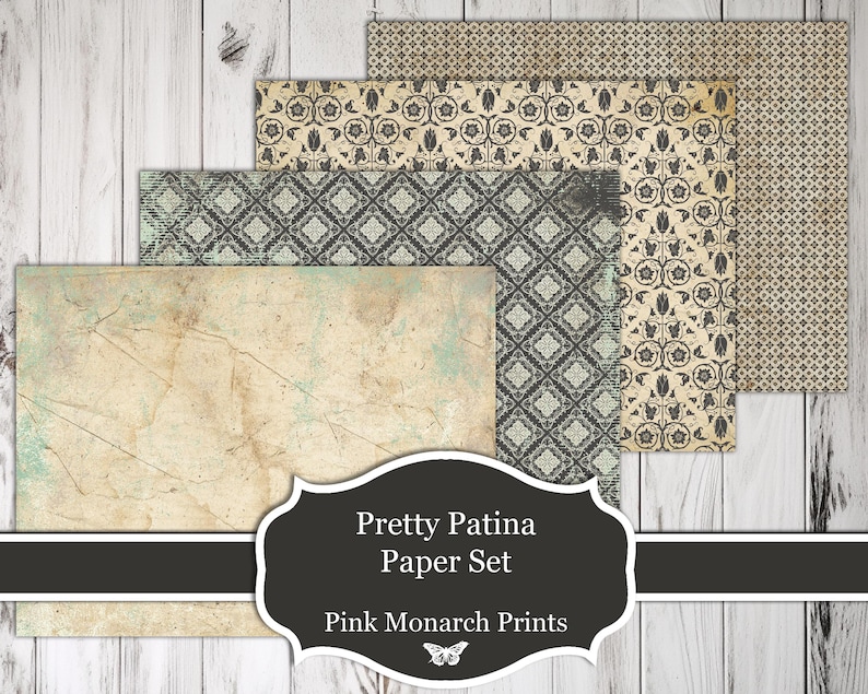 Pretty Patina Paper Set, Printable Scrapbooking and Junk Journaling ...
