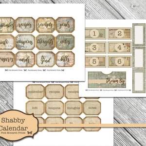 Shabby Calendar, Junk Journal Calendar, Digital Planner, Junk ...