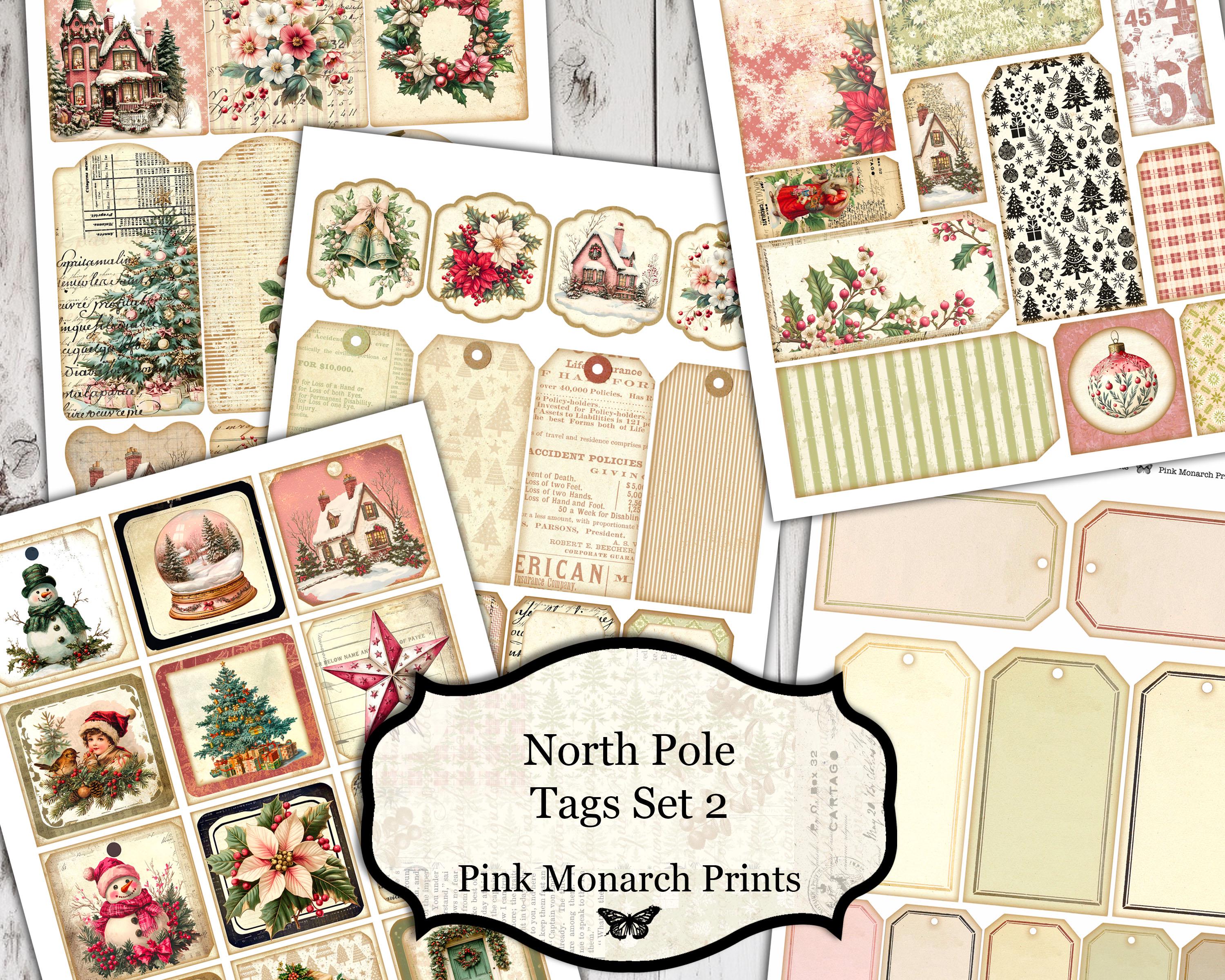 North Pole Tags, Set 2, Tag Varieties, Digital Junk Journal, Christmas ...