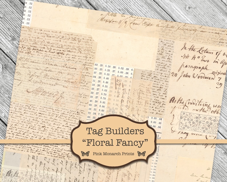 Shabby Chic Tag Builder Floral Paper Junk Journal Kit Junk - Etsy