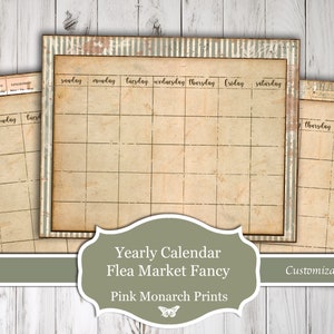 Custom, Junk Journal Calendar, Flea Market Fancy, Digital Planner, Junk ...