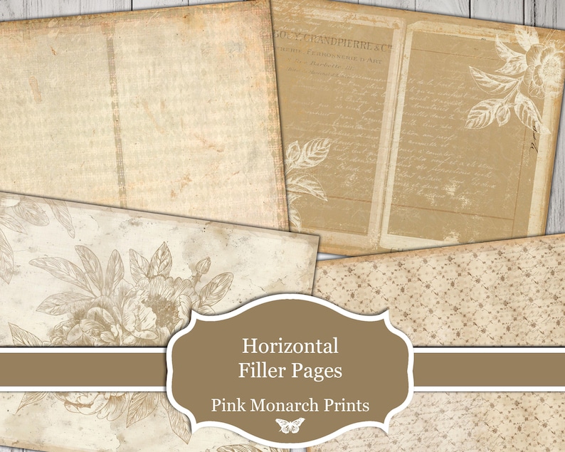 Horizontal Filler Pages, Landscape Papers, Digital Junk Journal ...